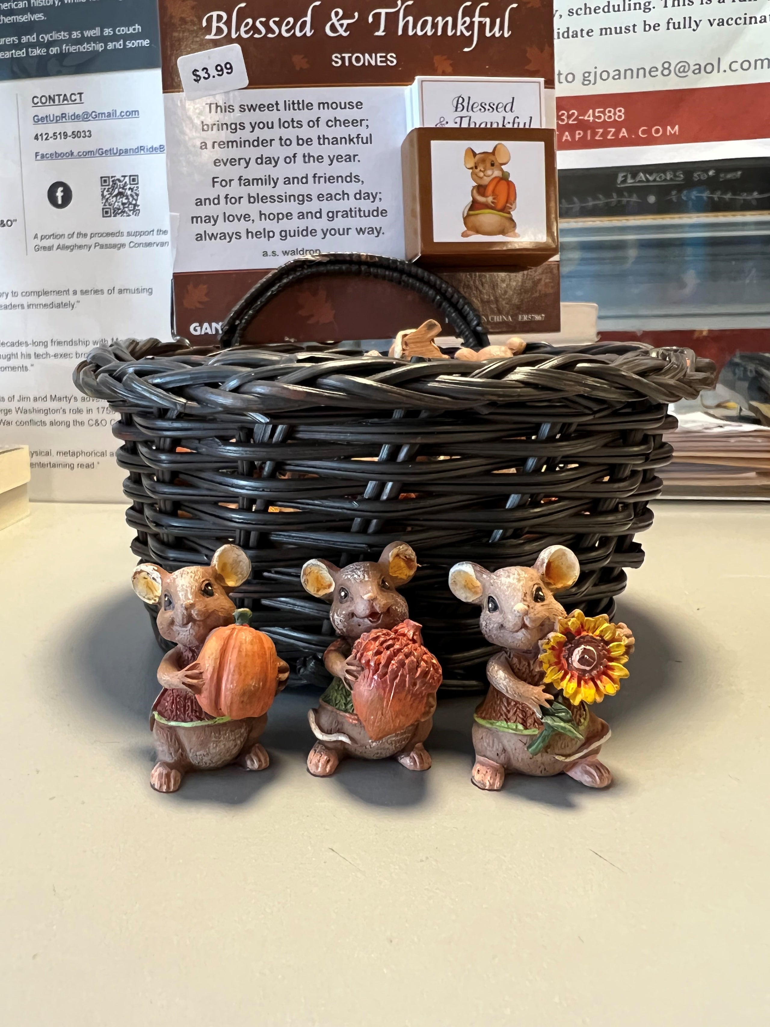 BLESSED & THANKFUL FALL MICE POCKET CHARMS | TURN THE PAGE BOOKSTORE